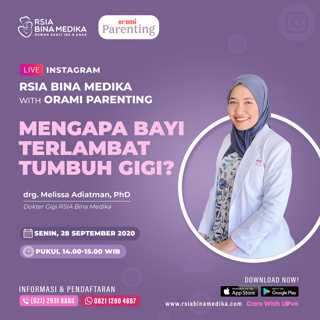 LIVE INSTAGRAM "MENGAPA BAYI TERLAMBAT TUMBUH GIGI" - RSIA BINAMEDIKA